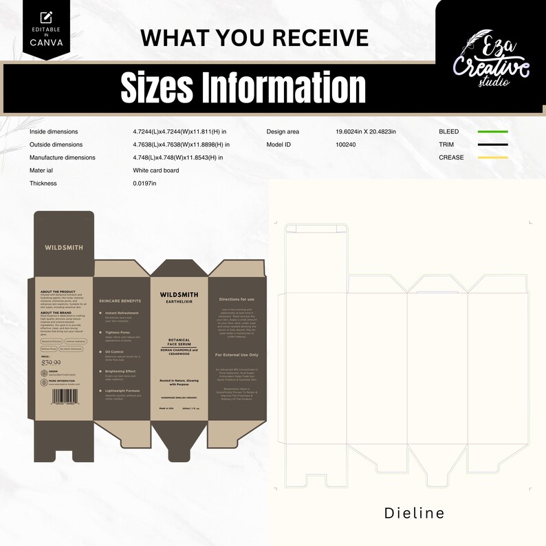 Cosmetic Packaging Box Template, Editable Custom Packaging for Beauty ...