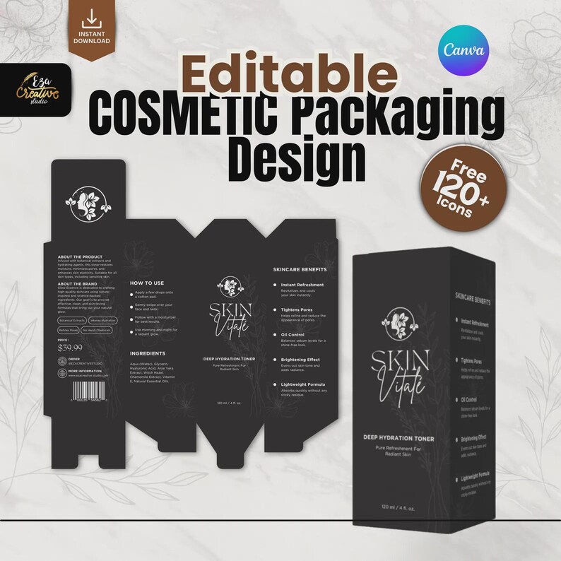 Custom Box Packaging Design Bundle | 3 Editable Canva Templates ...