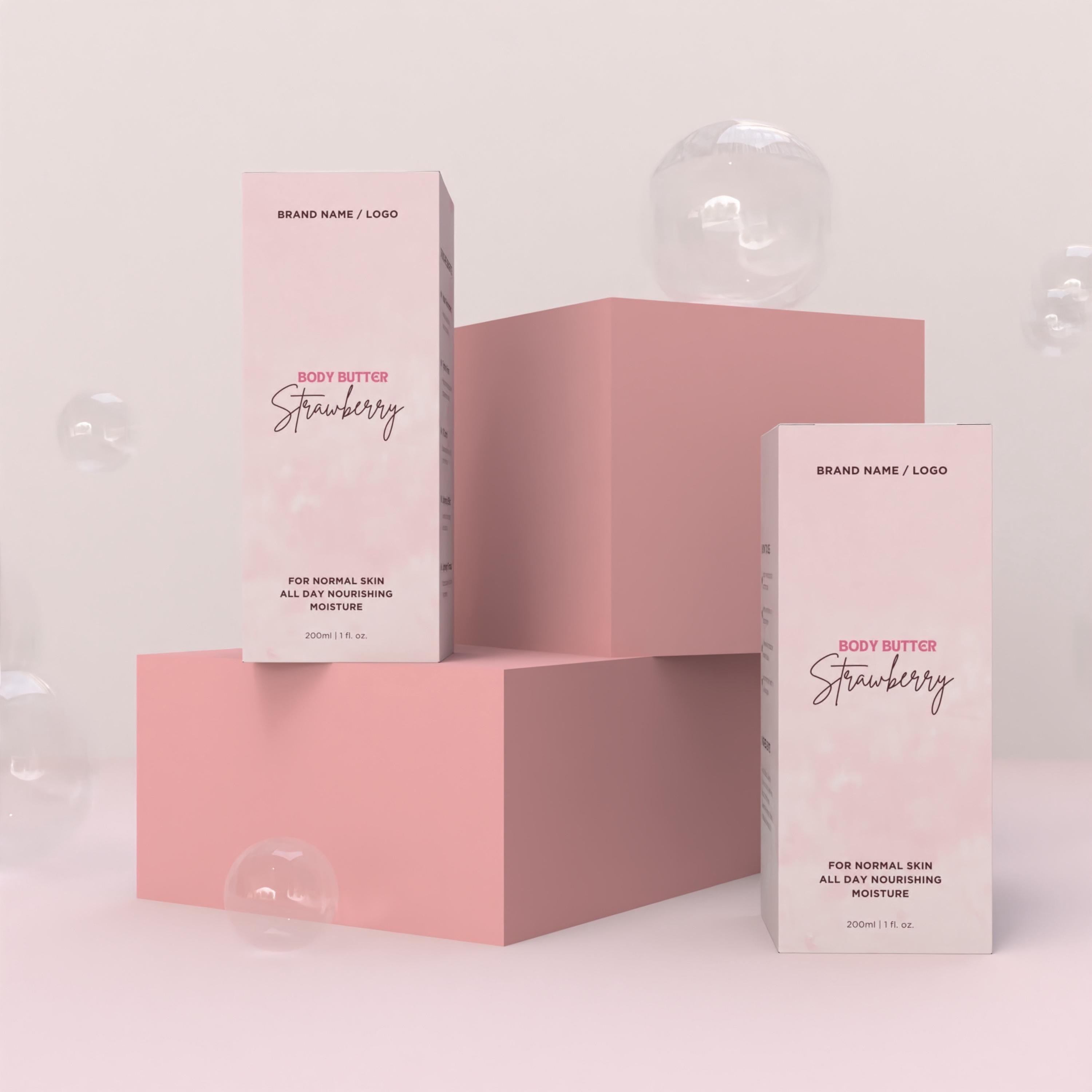 Cosmetic Packaging Box Template, Editable Custom Packaging for Beauty ...