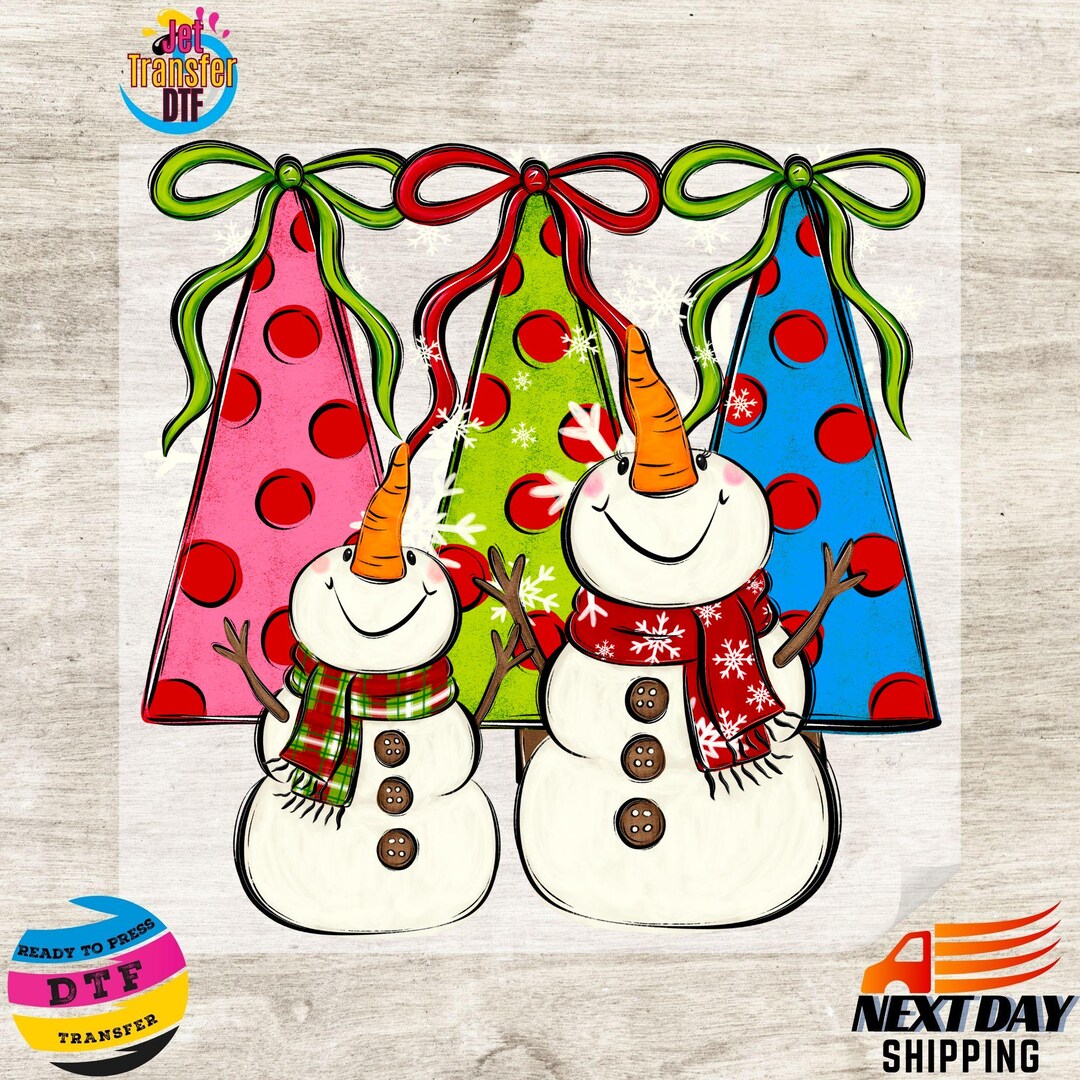 Christmas Snowman DTF Transfer: Winter Holiday Heat Press Design - Etsy