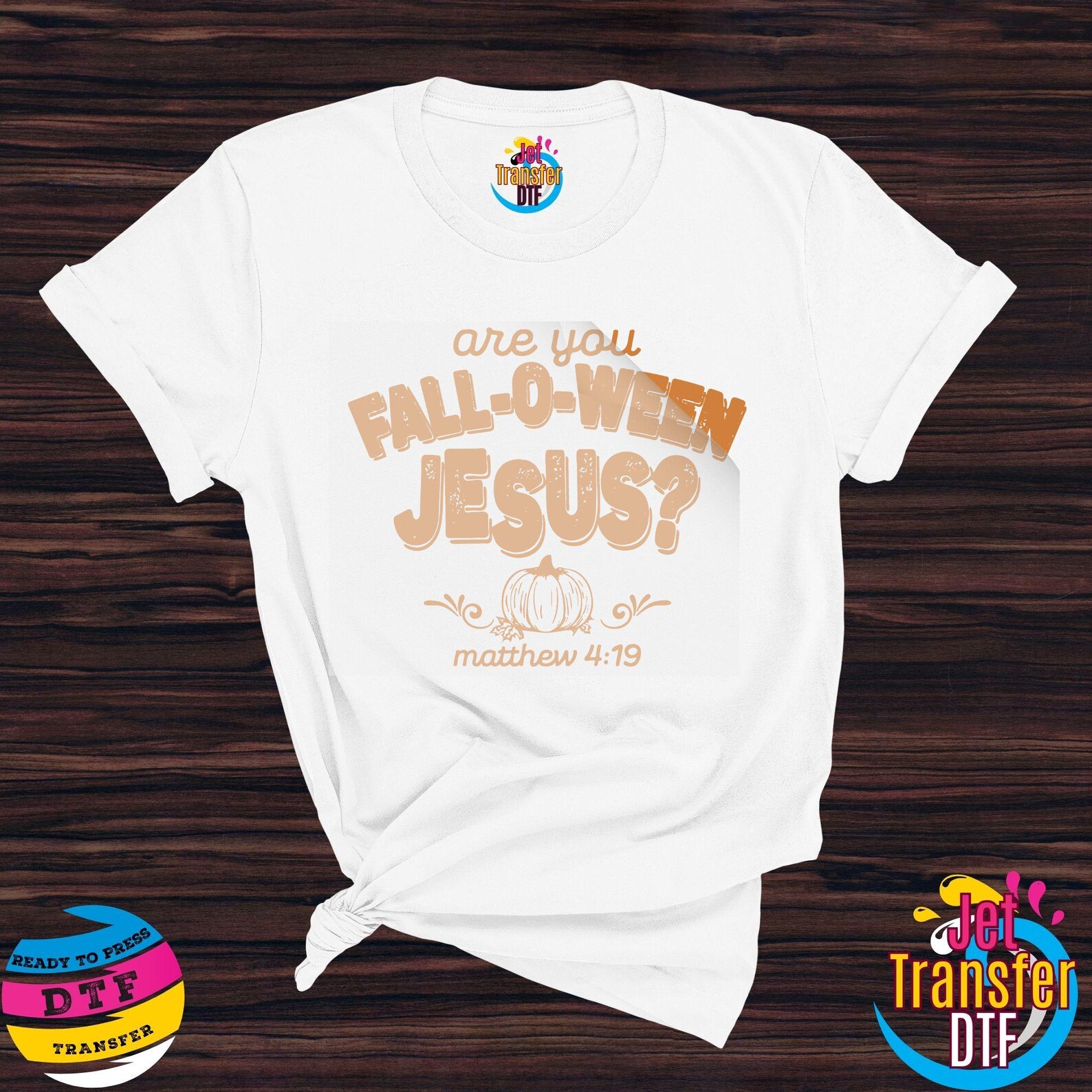 Christian Halloween DTF Transfer: Funny Faith Pumpkin Design, Ready to ...