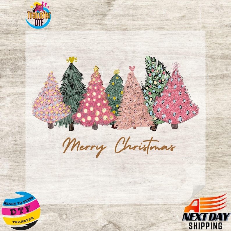 Merry Christmas Tree DTF Heat Transfer: Iron-on Craft Design - Etsy