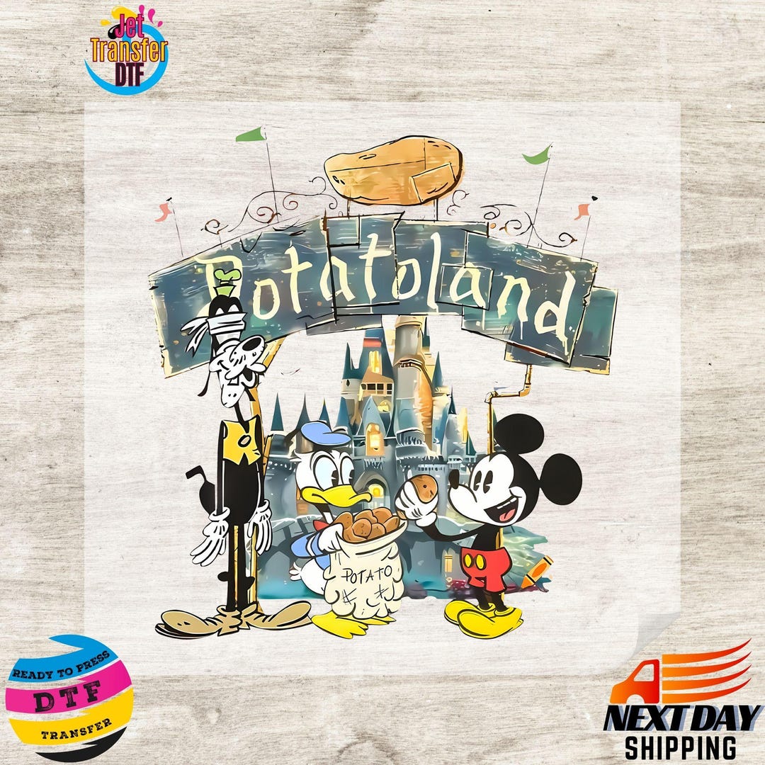 Disney Potatoland DTF Transfer, Mickey and Friends, Funny Disneyland ...