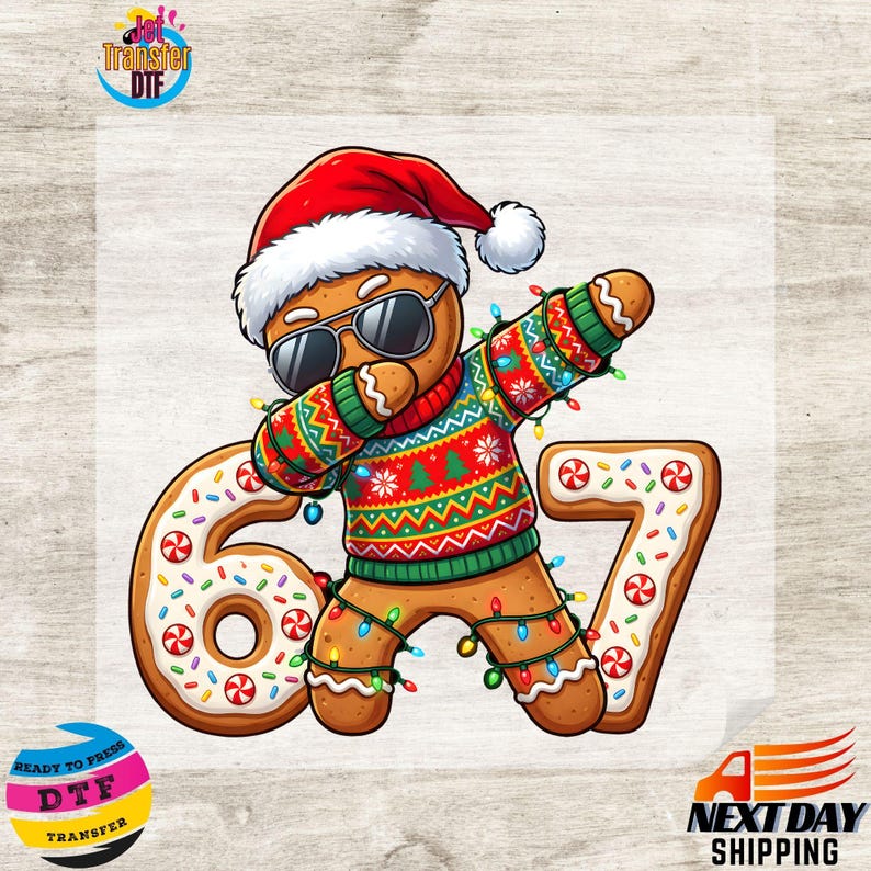 Gingerbread Six Seven Christmas DTF Transfer, Gingerbread Man Ready to ...