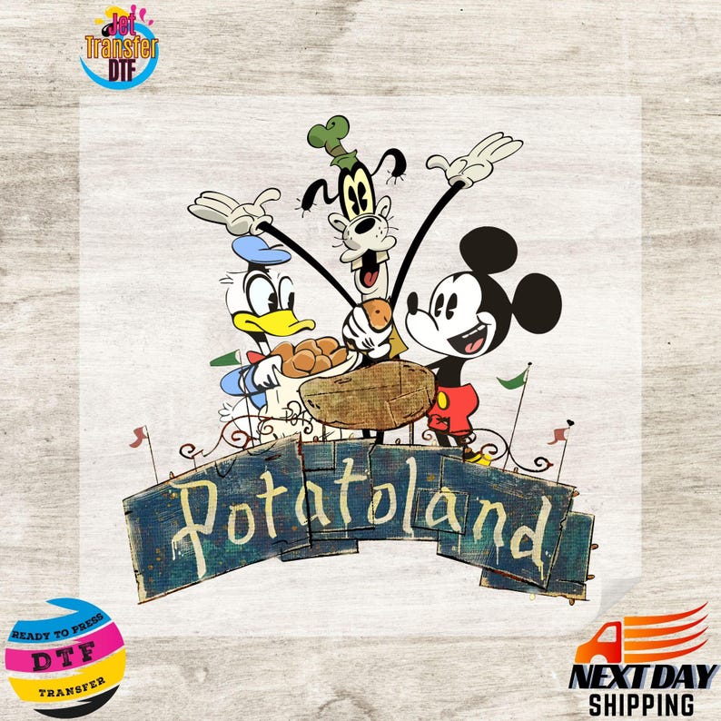 Disney Potatoland DTF Transfer, Disney Crew Print, Disney Heat Press ...