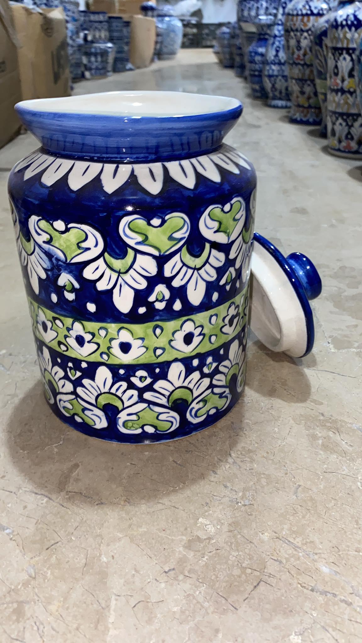 Handmade Ceramics Jar Pakistani Blue Pottery Jar Traditional Vase ...