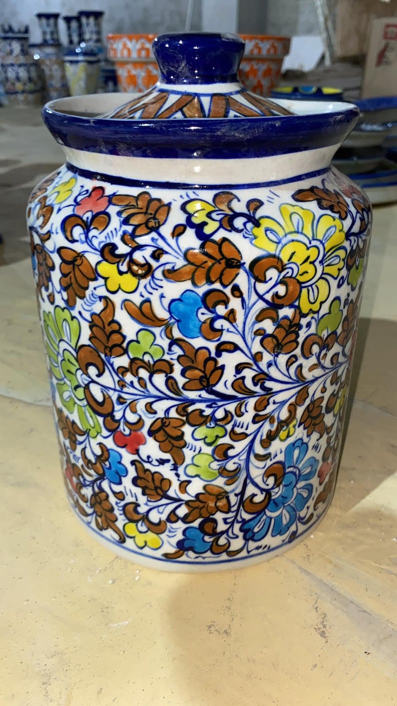Handmade Ceramics Jar Pakistani Blue Pottery Jar Traditional Vase ...