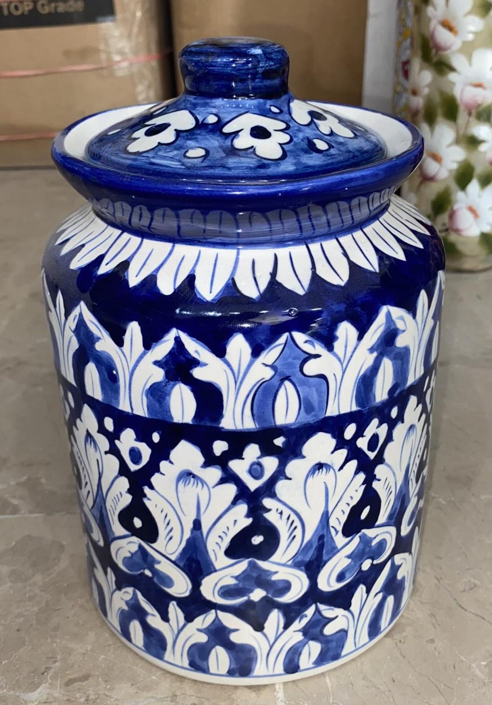 Handmade Ceramics Jar Pakistani Blue Pottery Jar Traditional Vase ...