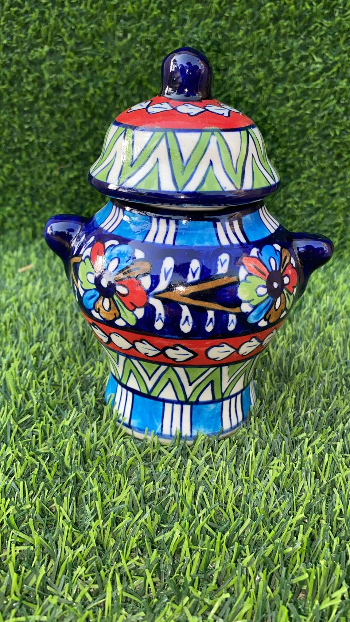 Handmade Ceramics Jar Pakistani Blue Pottery Jar Traditional Vase ...