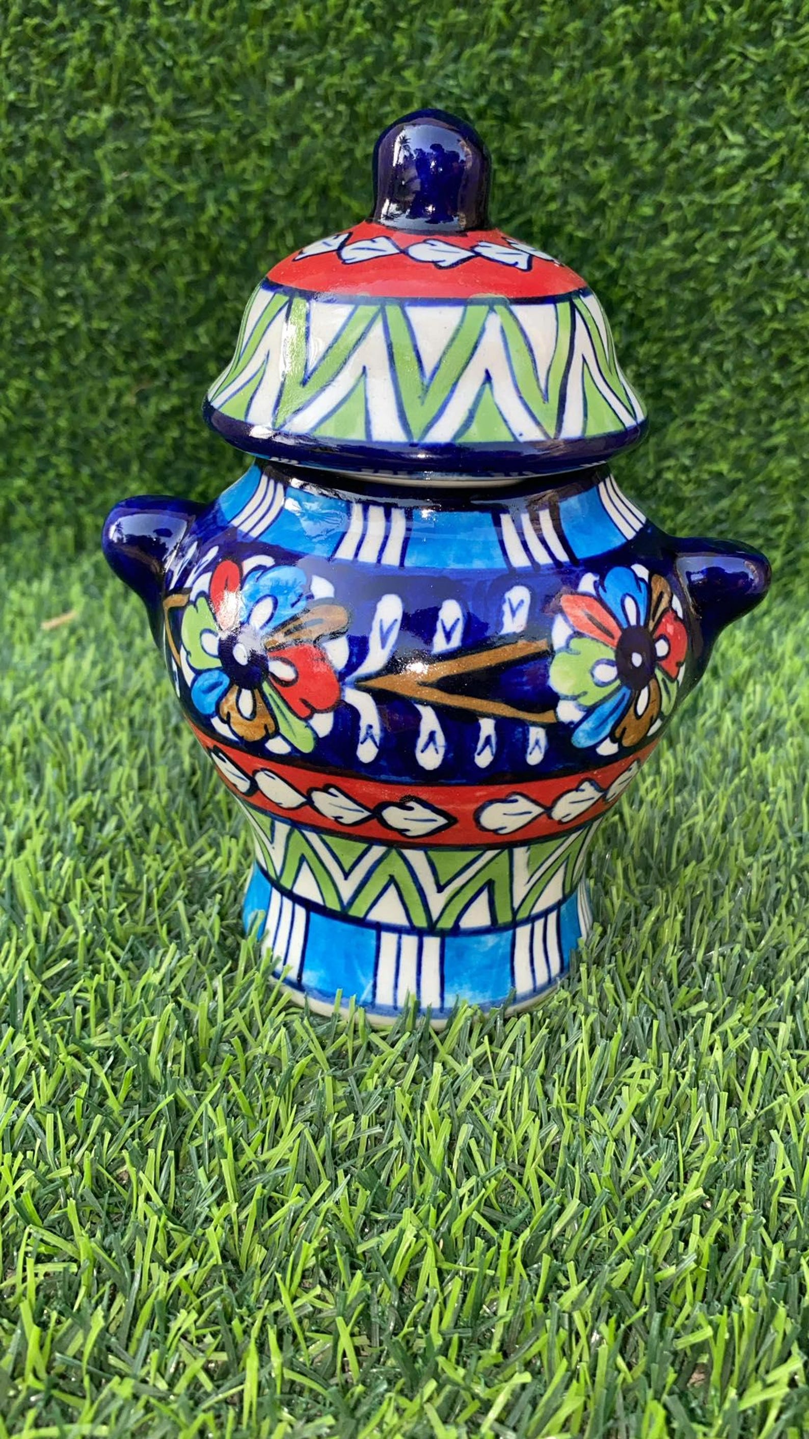 Handmade Ceramics Jar Pakistani Blue Pottery Jar Traditional Vase ...