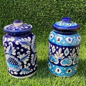 Handmade Ceramics Jar Pakistani Blue Pottery Jar Traditional Vase ...