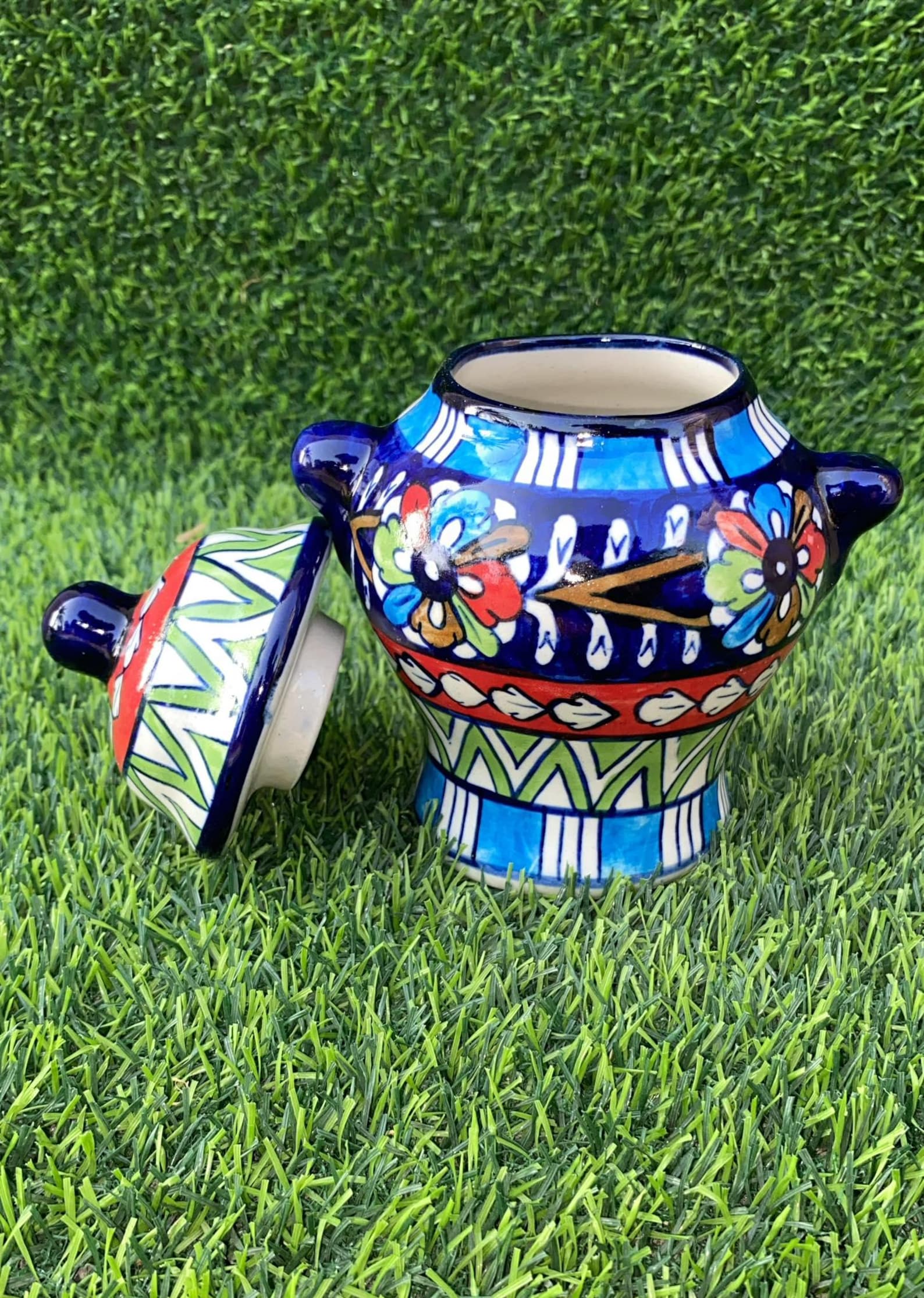 Handmade Ceramics Jar Pakistani Blue Pottery Jar Traditional Vase ...