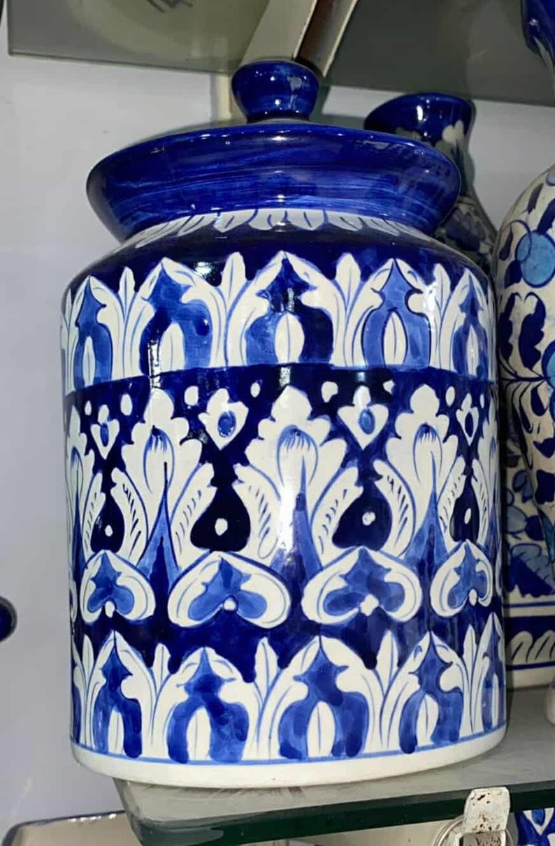 Handmade Ceramics Jar Pakistani Blue Pottery Jar Traditional Vase ...