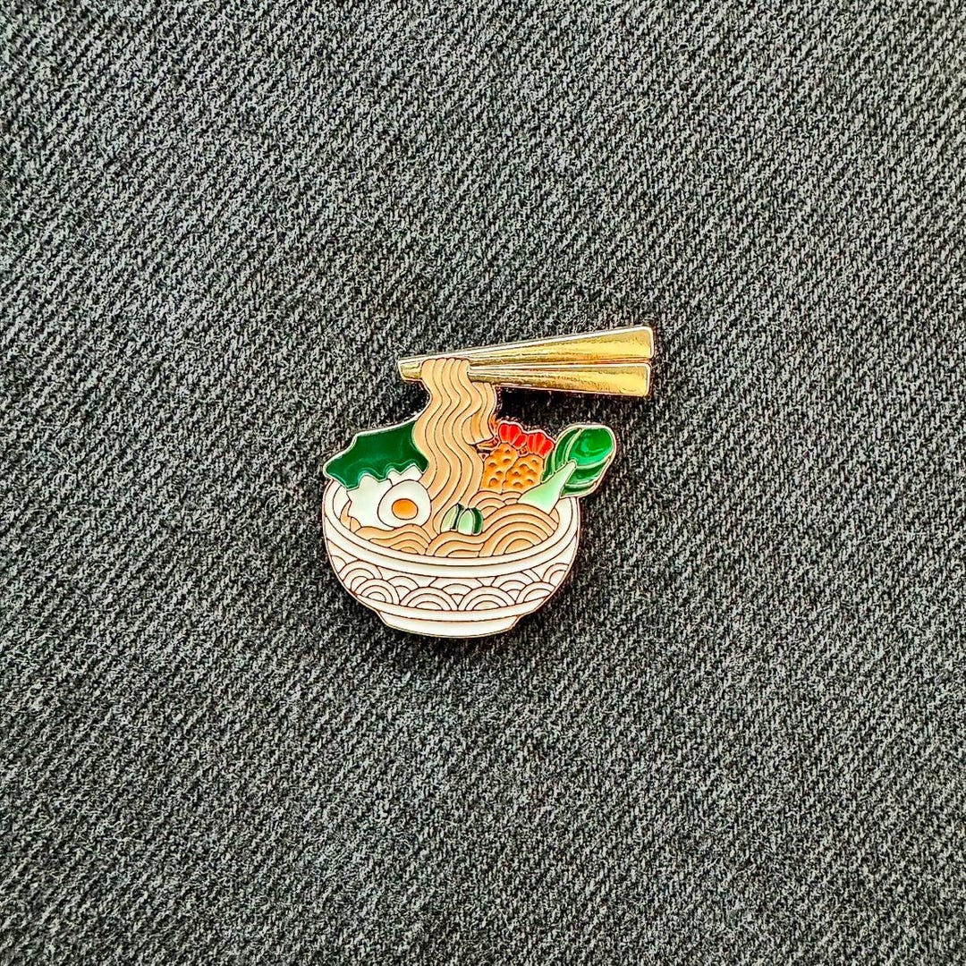 Ramen Bowl Enamel Pin – Cute Noodle Brooch, Food Lover’s Gift, Asian ...