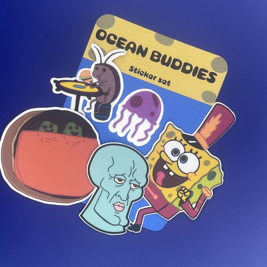 Spongebob Fan Art Stickers: Weatherproof Matte Vinyl Decals - 5 Pack - Etsy