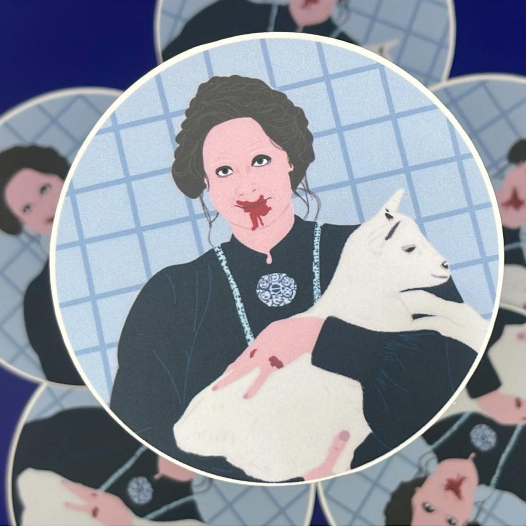 Hand-drawn Severance Sticker – Gwendoline Christie Holding a Baby Goat ...