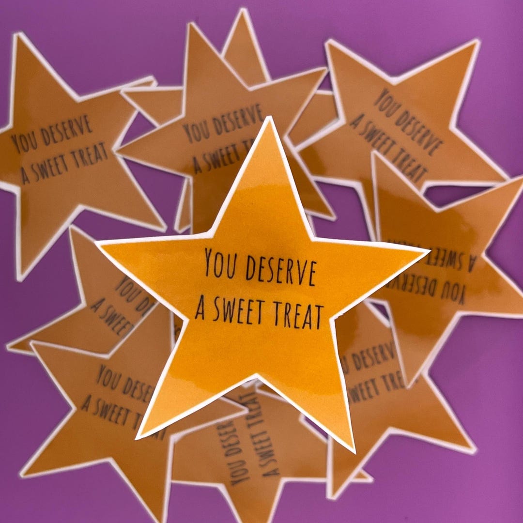 Gold Star Sticker: You Deserve a Sweet Treat, Glossy Vinyl Decal - Etsy