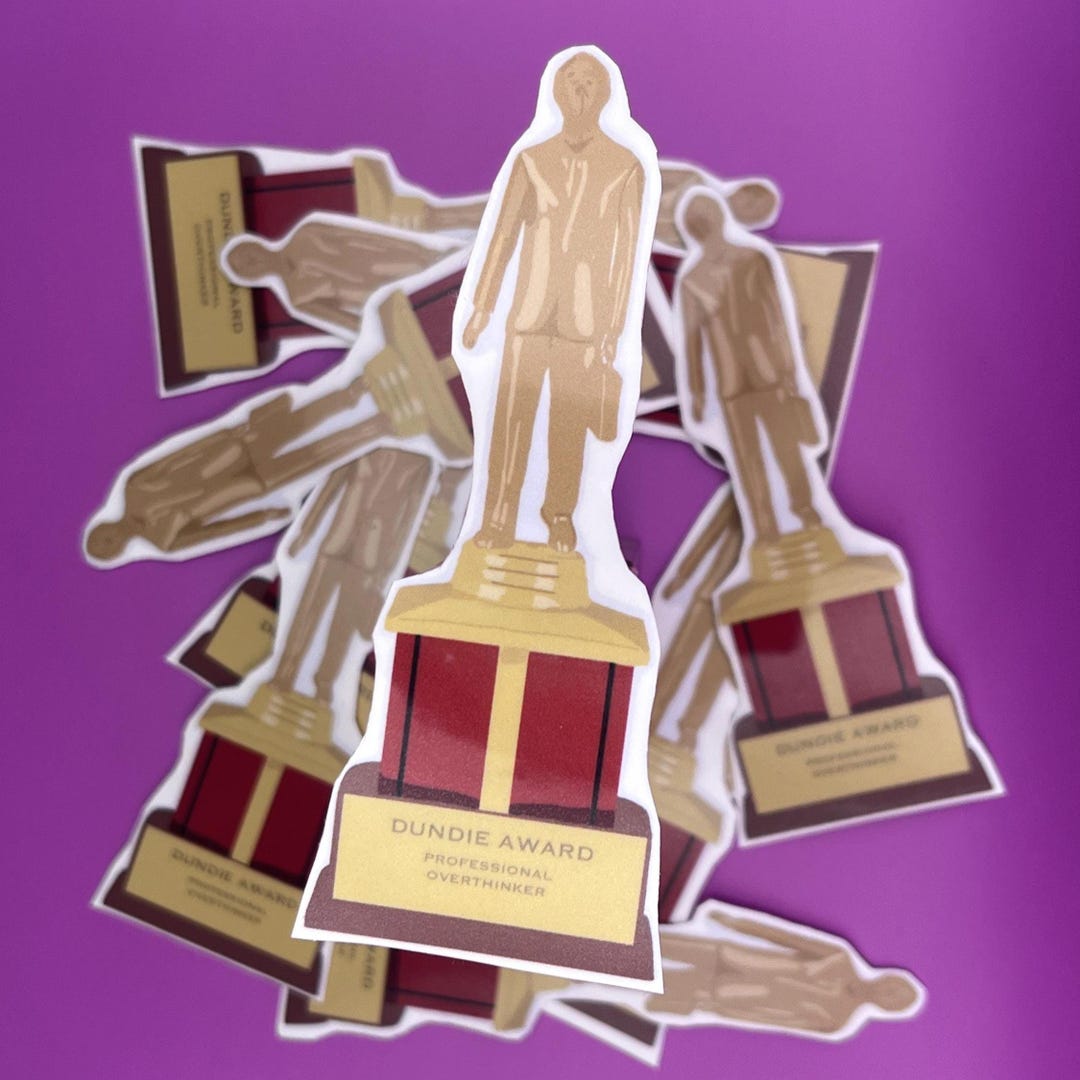 The Office Sticker - Professional Overthinker Dundie Award, Hand-drawn ...