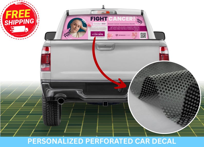 Perforated Car Decal • Custom Car Window Decal • One-way Window Sticker ...
