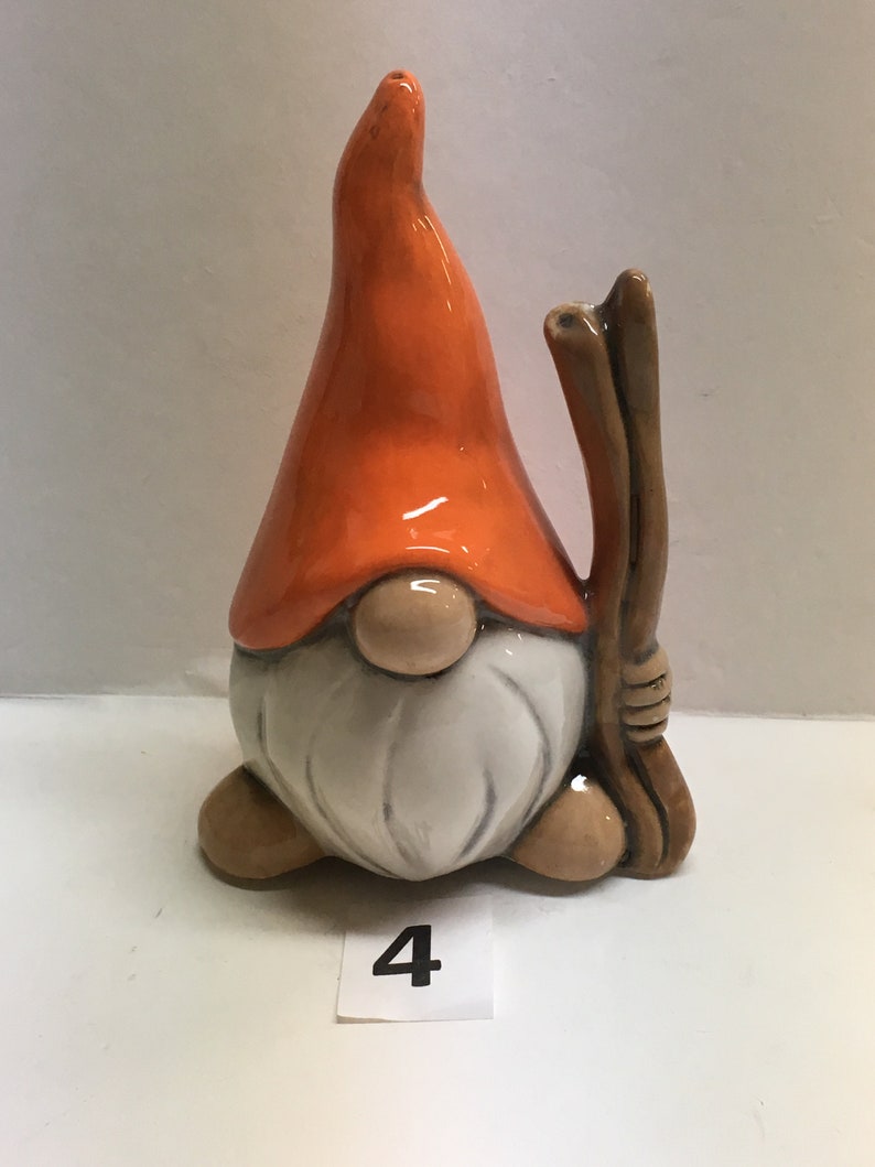 Ceramic Aquarium Gnomes With Walking Stick Sold - Etsy