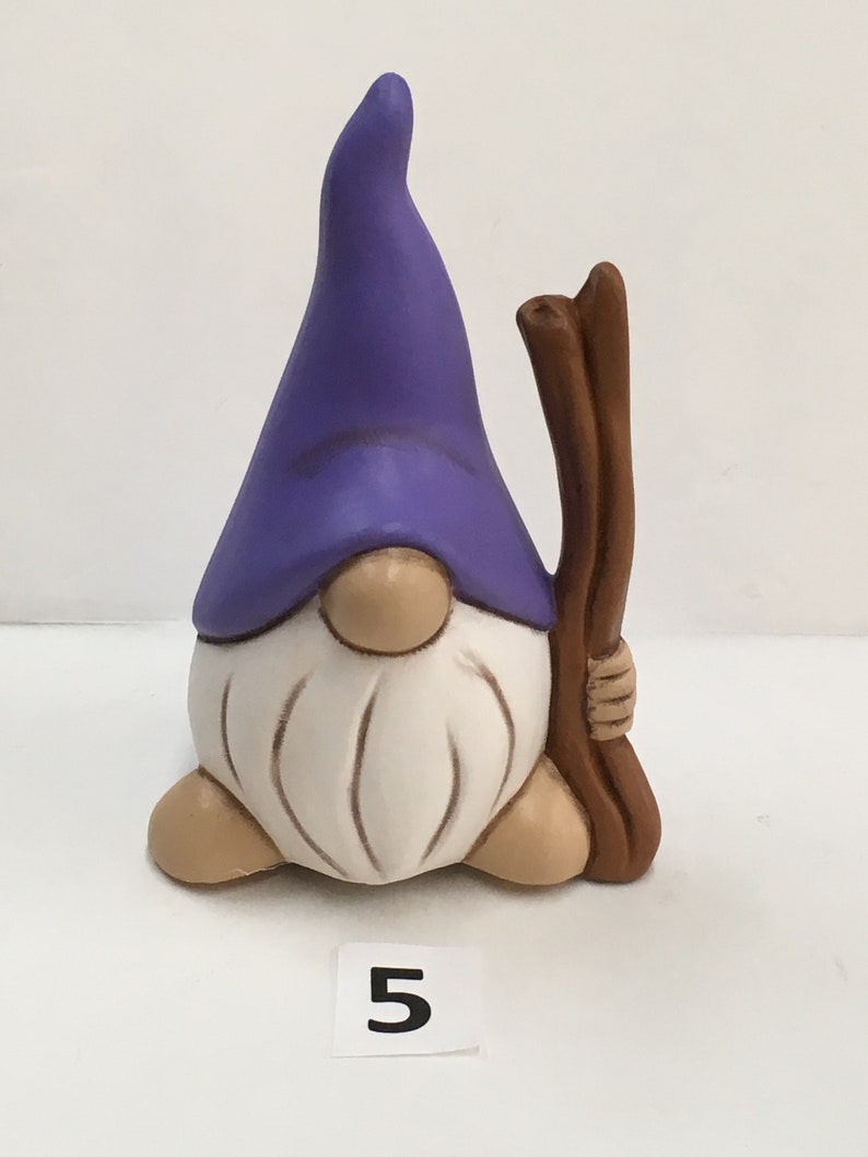 Ceramic Garden Gnome With Walking Stick Sold Individually - Etsy