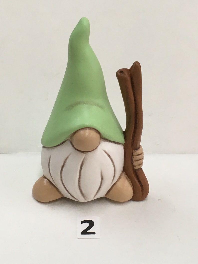 Ceramic Garden Gnome With Walking Stick ~ Sold Individually - Etsy