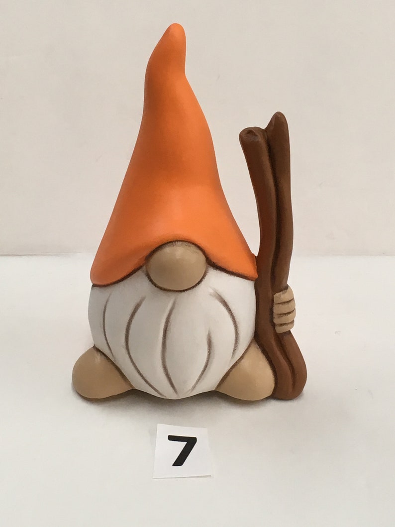 Ceramic Garden Gnome With Walking Stick Sold Individually - Etsy