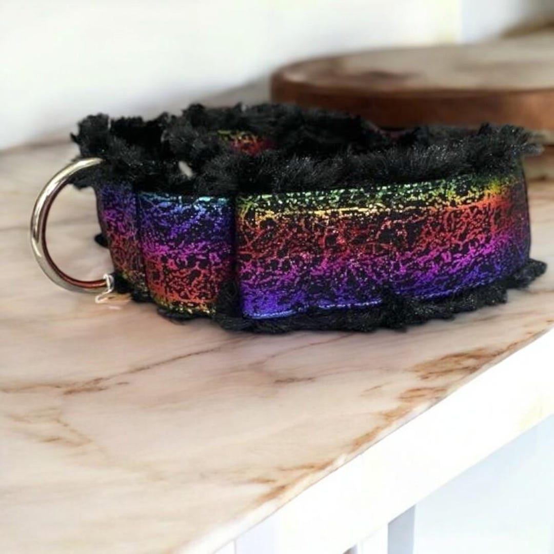 Rainbow Foil Faux Fur Dog Collar - Etsy