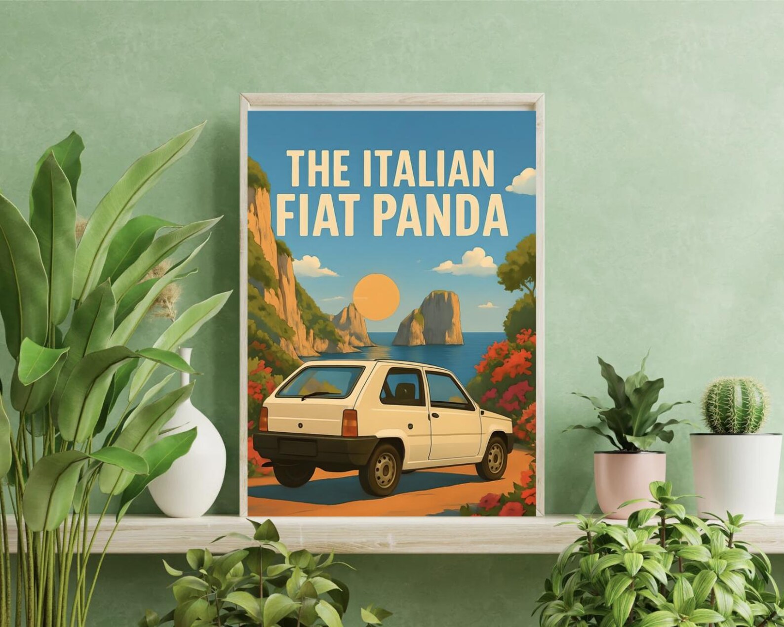 The Italian Fiat Panda Poster – Vintage Car Art Print, Retro Capri ...