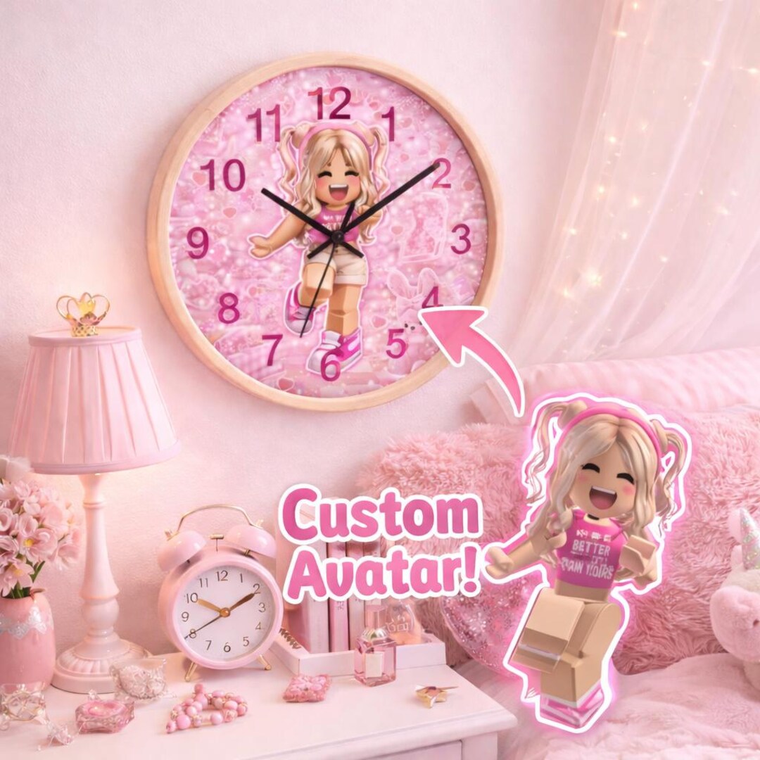 Custom Roblox Avatar Clock, Personalized Roblox Character, Wooden Wall ...