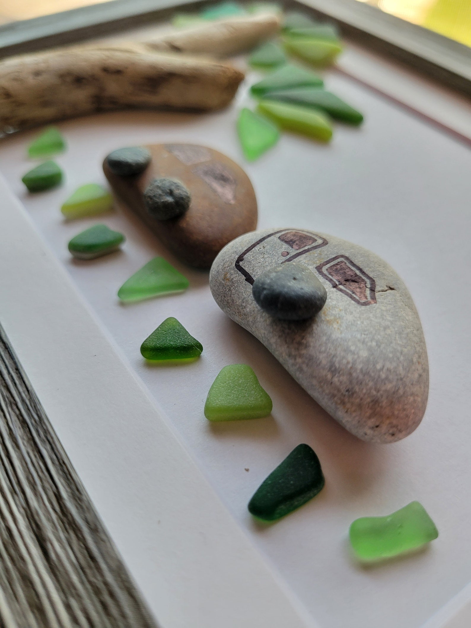 Car and Camper Pebble Art Picture, FREE SHIPPING, Great Lakes Beach ...