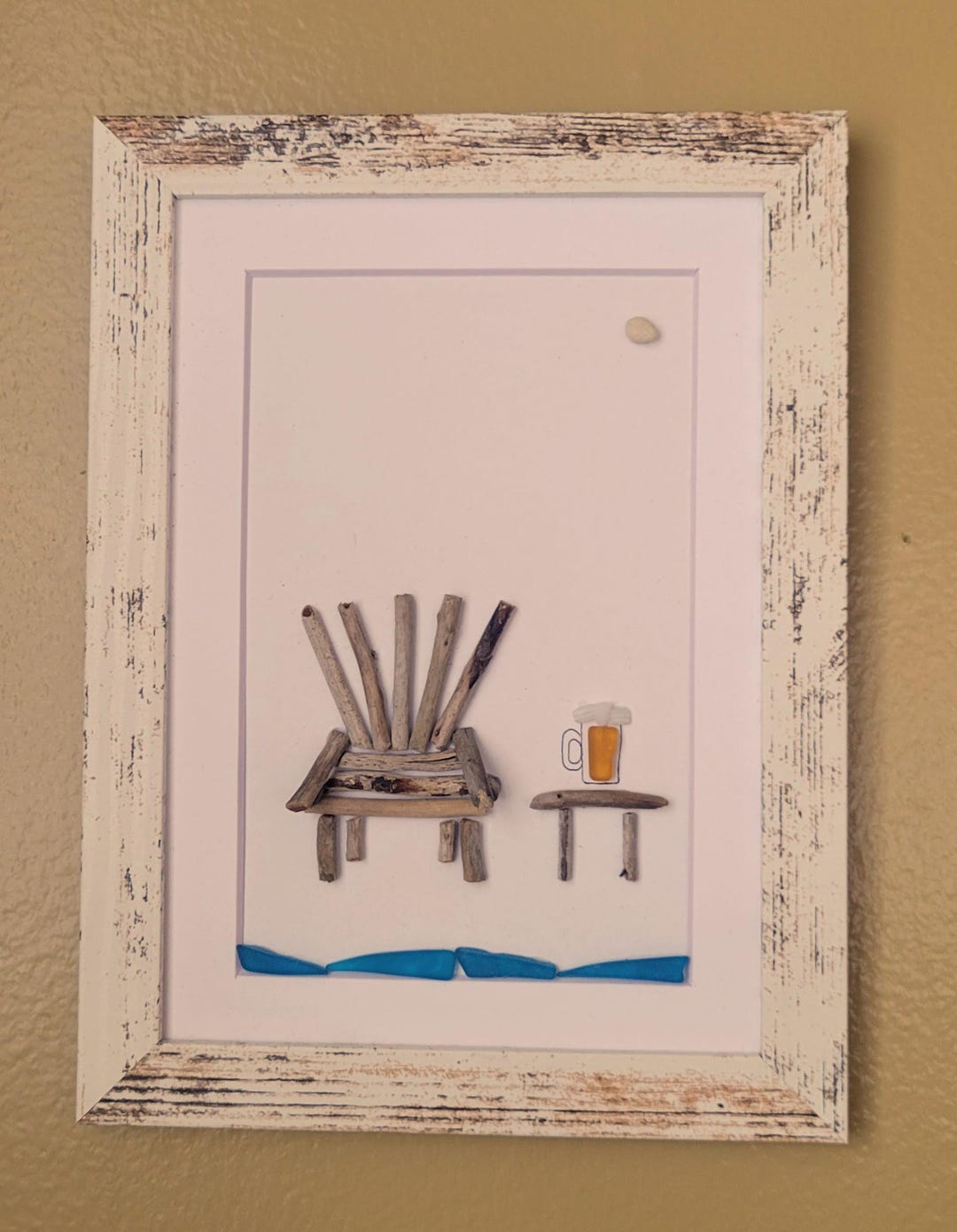 Beach Chair and Beer Pebble Picture -- FREE SHIPPING -- Great Lakes ...