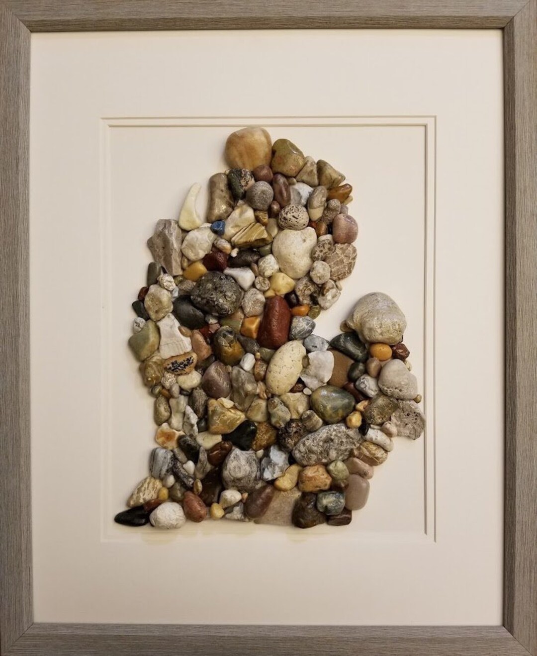 Handmade Michigan Mitten Pebble Art Map: Lake Michigan Beach Stones - Etsy