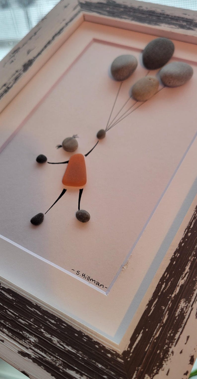 Beach Pebble Art: Little Girl With Balloons, Whimsical Nursery Decor - Etsy