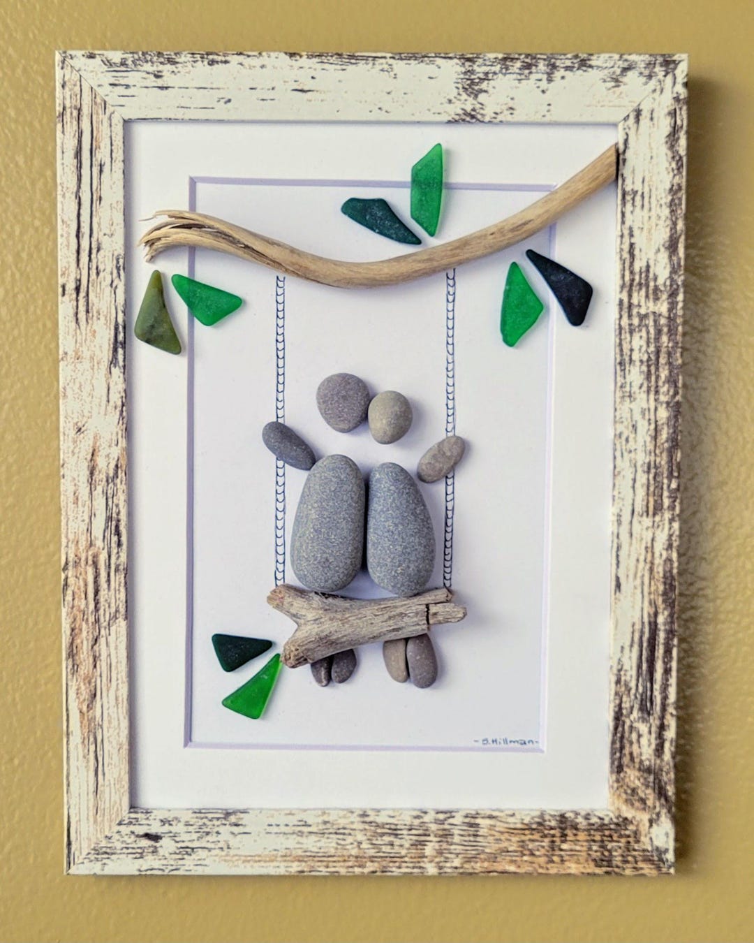Couple on a Swing Pebble Art - Anniversary Gift, Beach Glass Art - Etsy