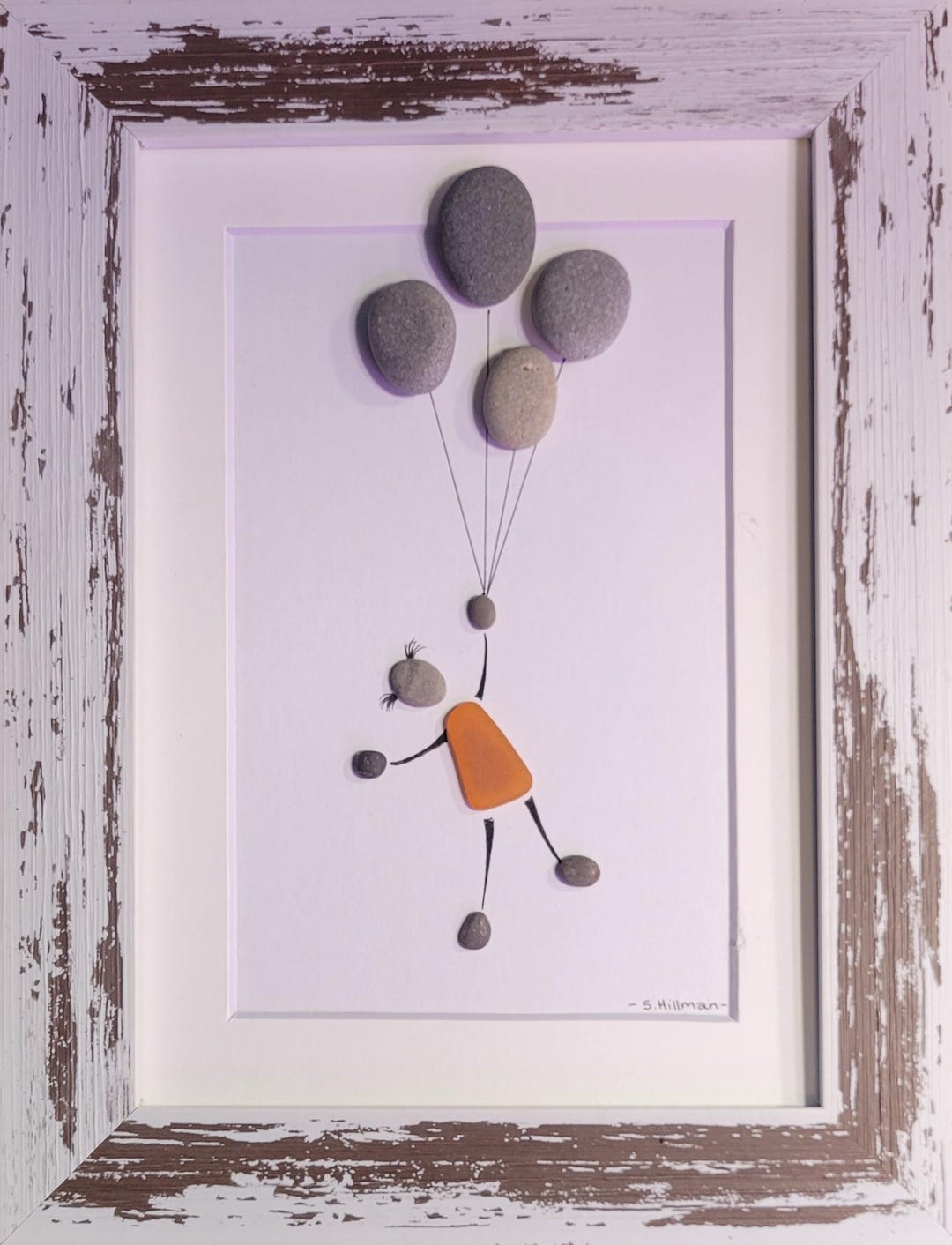 Beach Pebble Art: Little Girl With Balloons, Whimsical Nursery Decor - Etsy