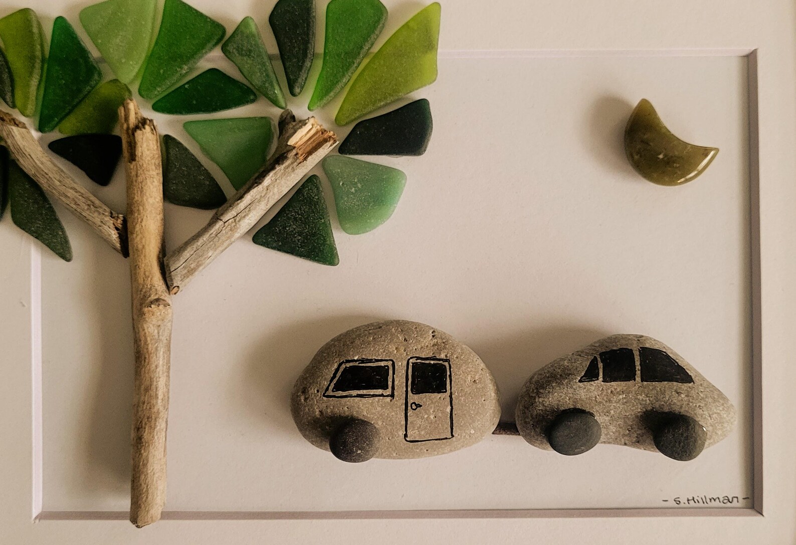 Car and Camper Pebble Art Picture, FREE SHIPPING, Great Lakes Beach ...