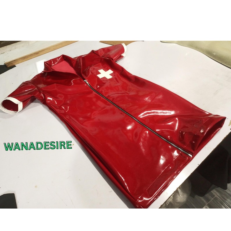 Red PVC Nurse Costume | Shiny Vinyl Uniform, Plus Size XS-6XL - Etsy