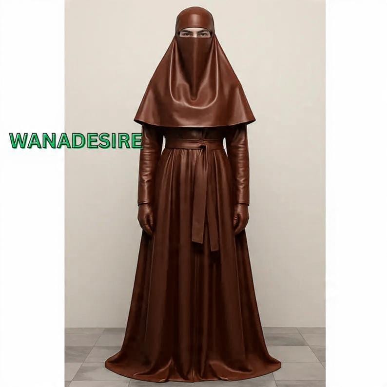 Handmade Black Faux Leather Burqa: Gothic Cosplay Abaya XS to 6XL - Etsy