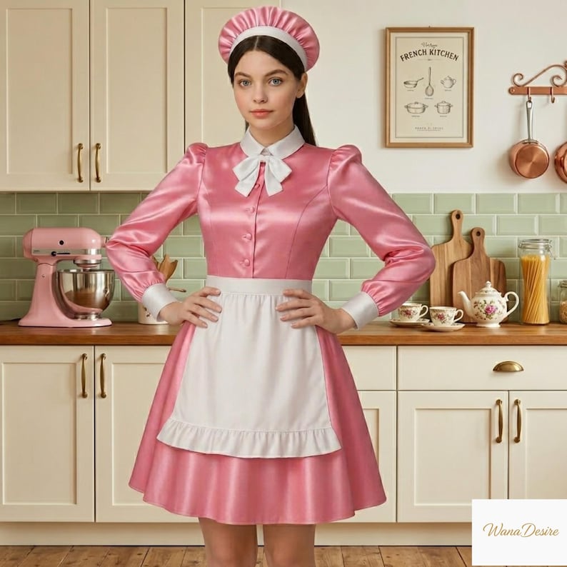 Handmade Satin French Maid Outfit Custom Cosplay Costume Xxs6xl Etsy