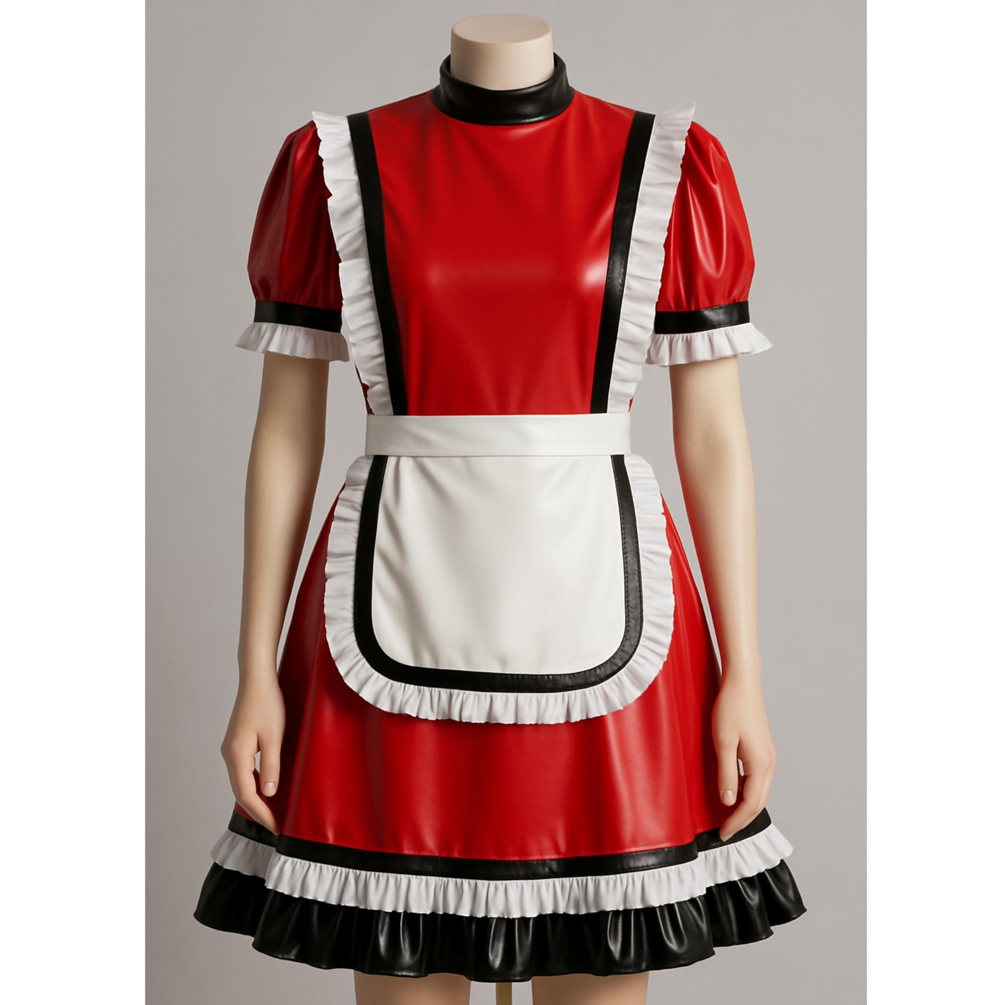Flex Leather Maid Outfit – Lockable Half Sleeve Sissy Dress, XS to 6XL ...