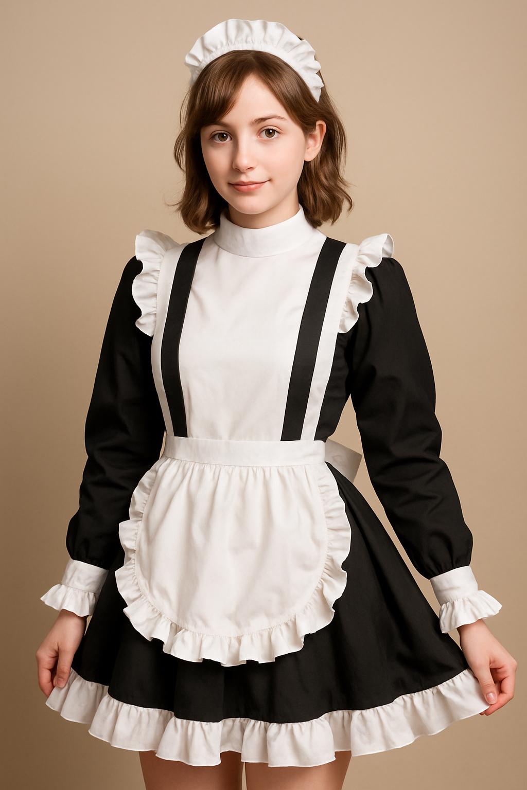 Satin French Maid Cosplay Outfit: Custom Size XS-6XL - Etsy
