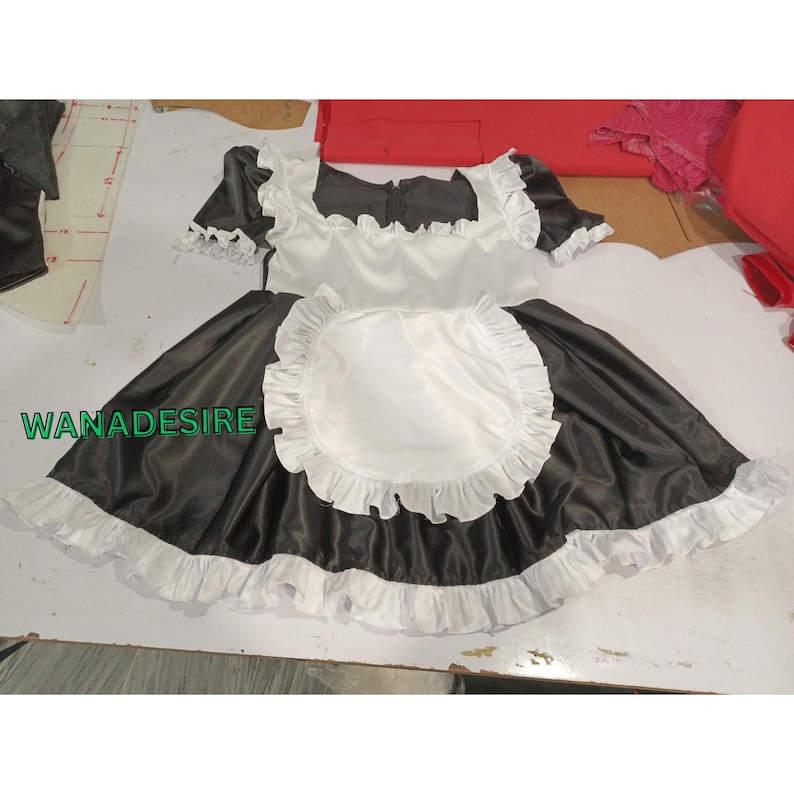 Elegant French Maid Costume: Satin Dress, Corset Bodice - Made to Order ...
