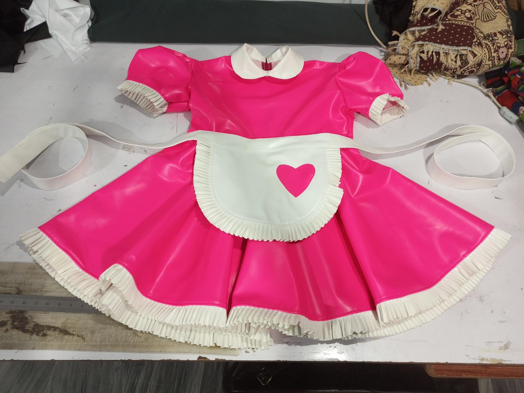 Pink & White PVC French Maid Costume: Shiny Vinyl Dress, XS-6XL - Etsy