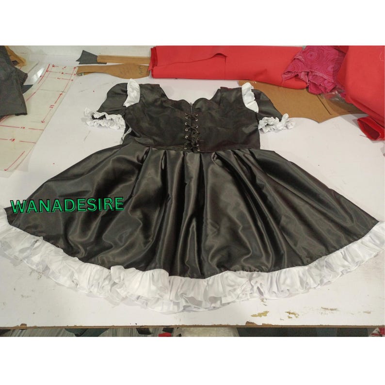 Elegant French Maid Costume: Satin Dress, Corset Bodice - Made to Order ...