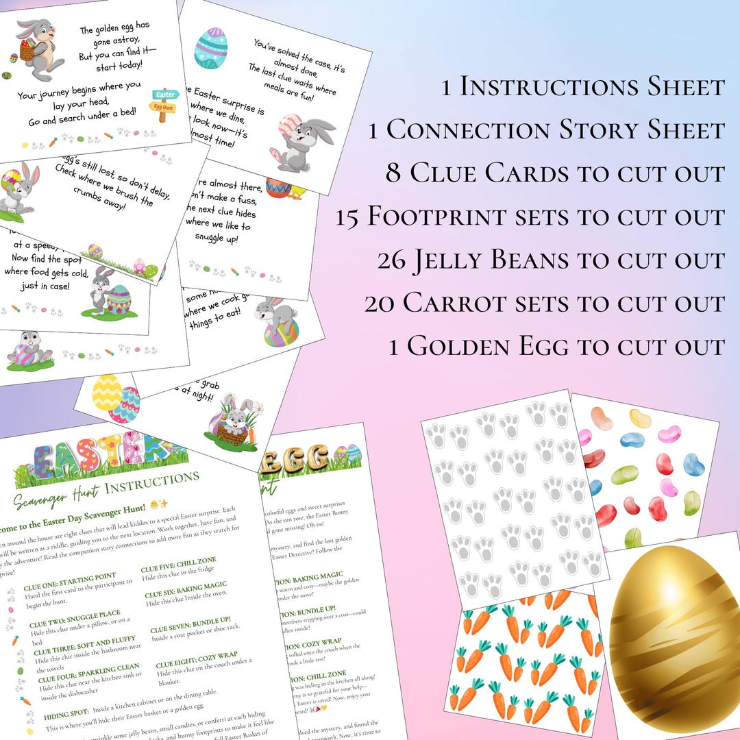 Easter Egg Scavenger Hunt, Treasure Hunting, Bunny Footprints, Easter ...
