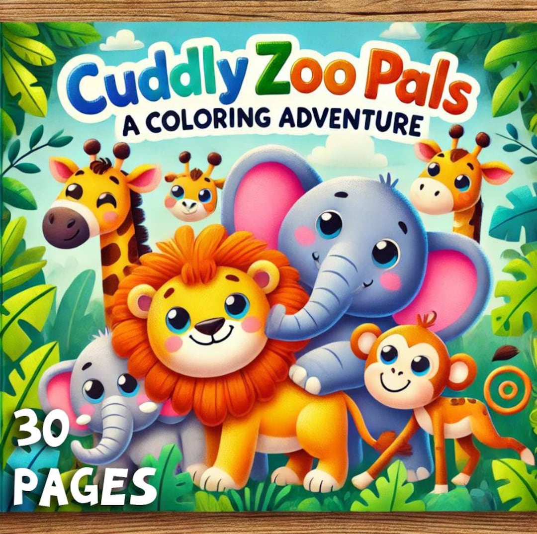 Childrens Coloring Book, 30 Pages, Zoo Animals - Etsy