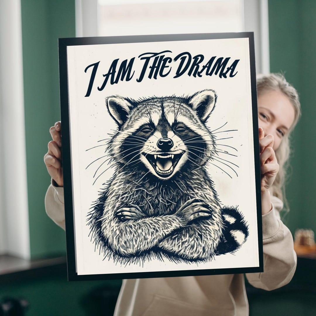 Funny Raccoon Poster-trash Panda Wall Art,sassy Animal Print,aesthetic ...