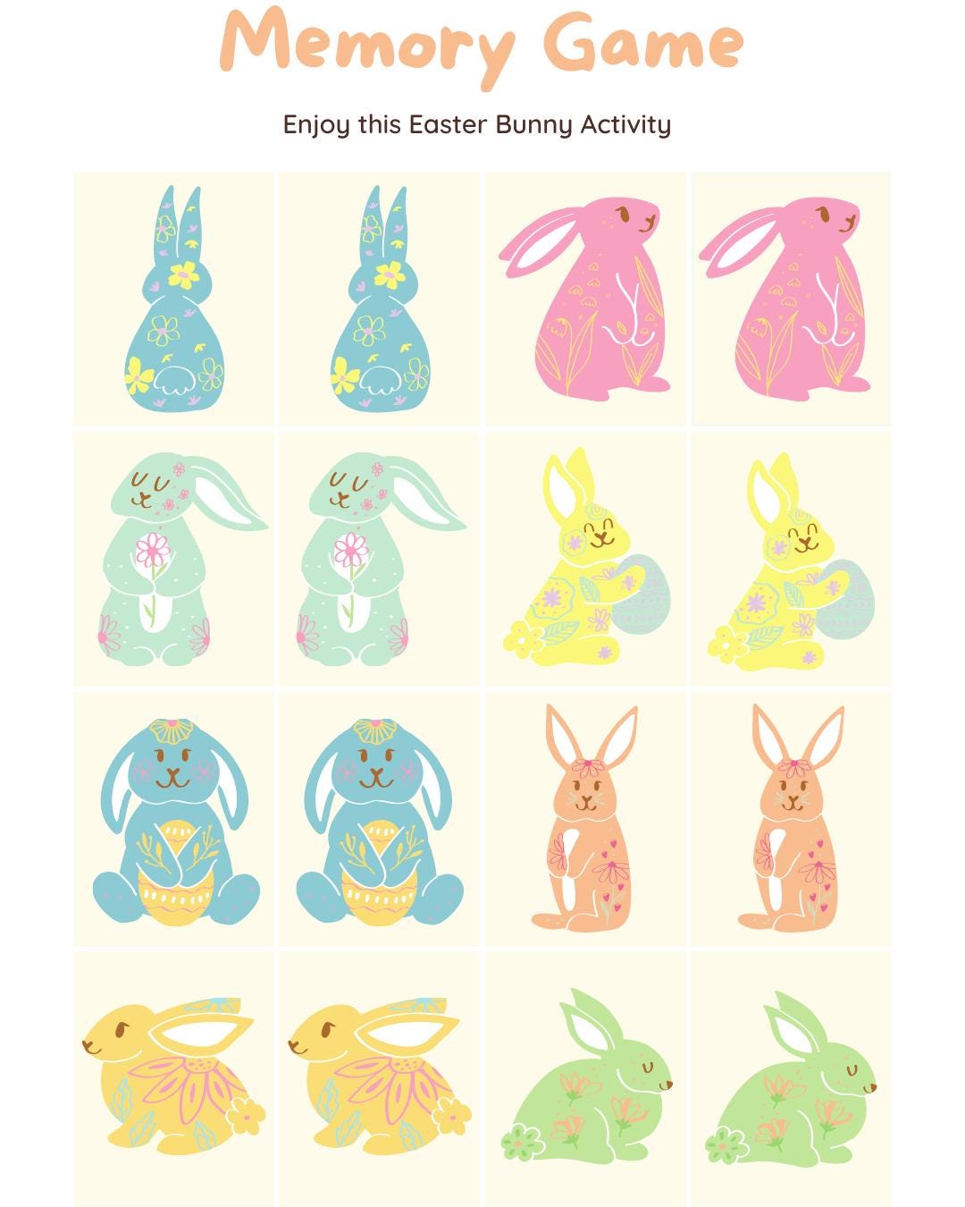 Easter Memory Game: Fun & Festive Matching Challenge - Etsy