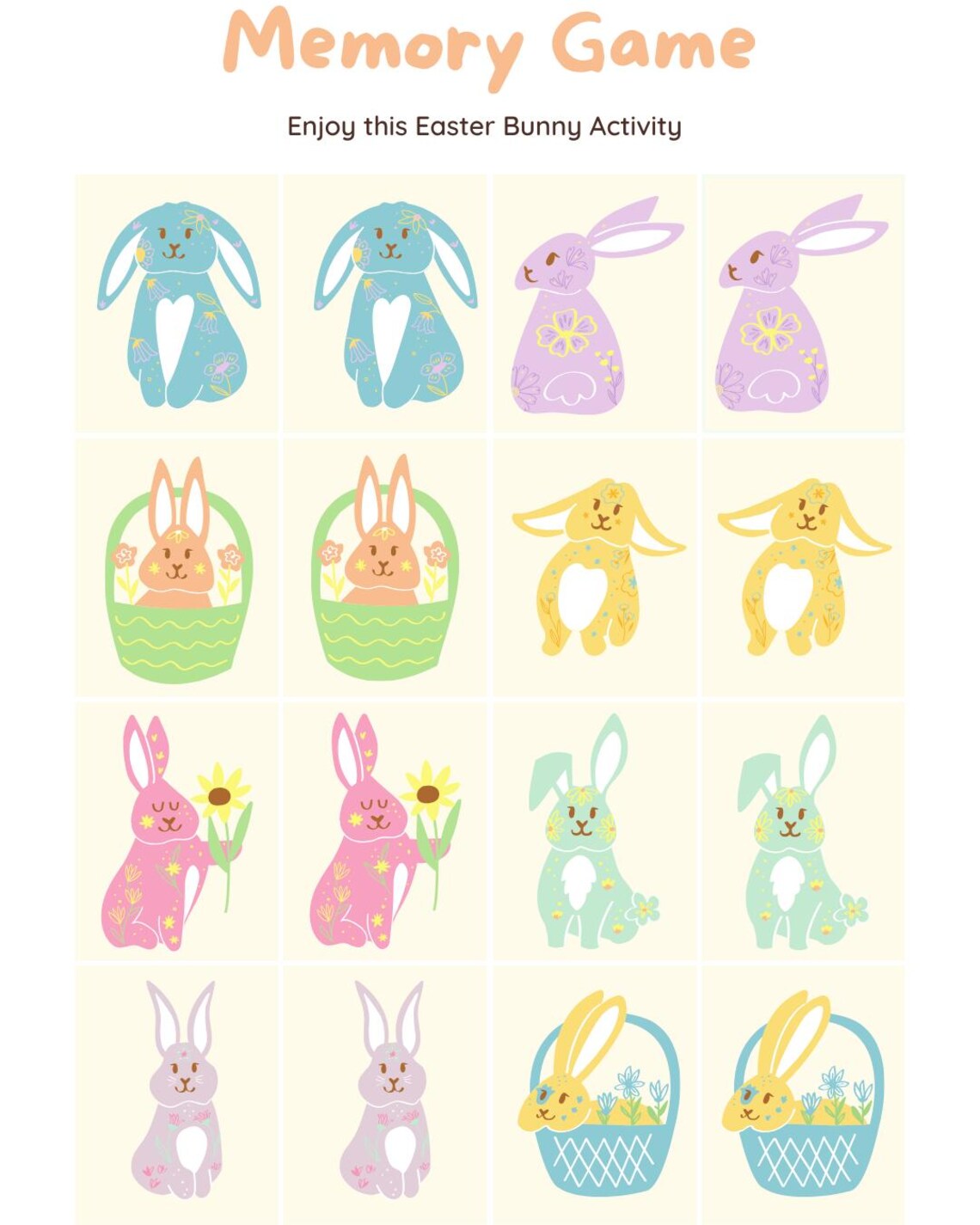 Easter Memory Game: Fun & Festive Matching Challenge - Etsy